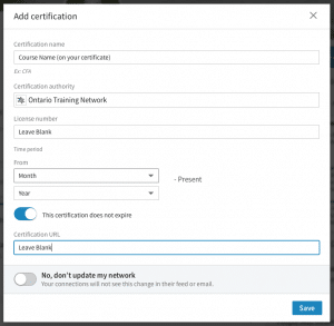 Add Your Workshop Completion Certificate to LinkedIn | Ontario Training ...